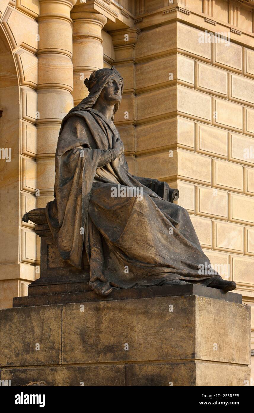 Statue of woman in front of the Rudolphinum by Josef Zitek and Josef ...