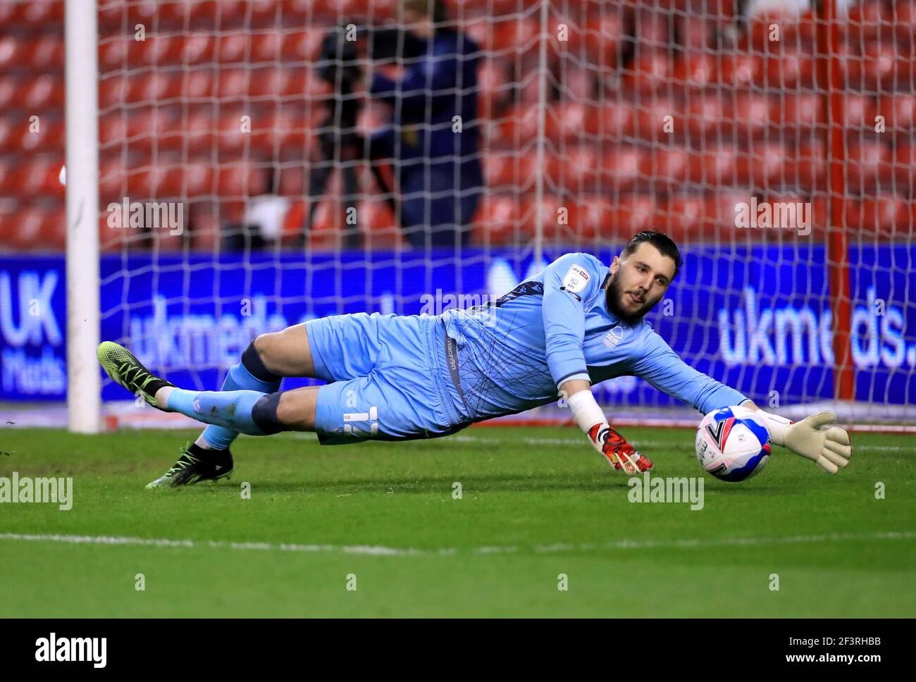 Nottingham Forest goalkeeper Jordan Smith makes a save during the Sky ...