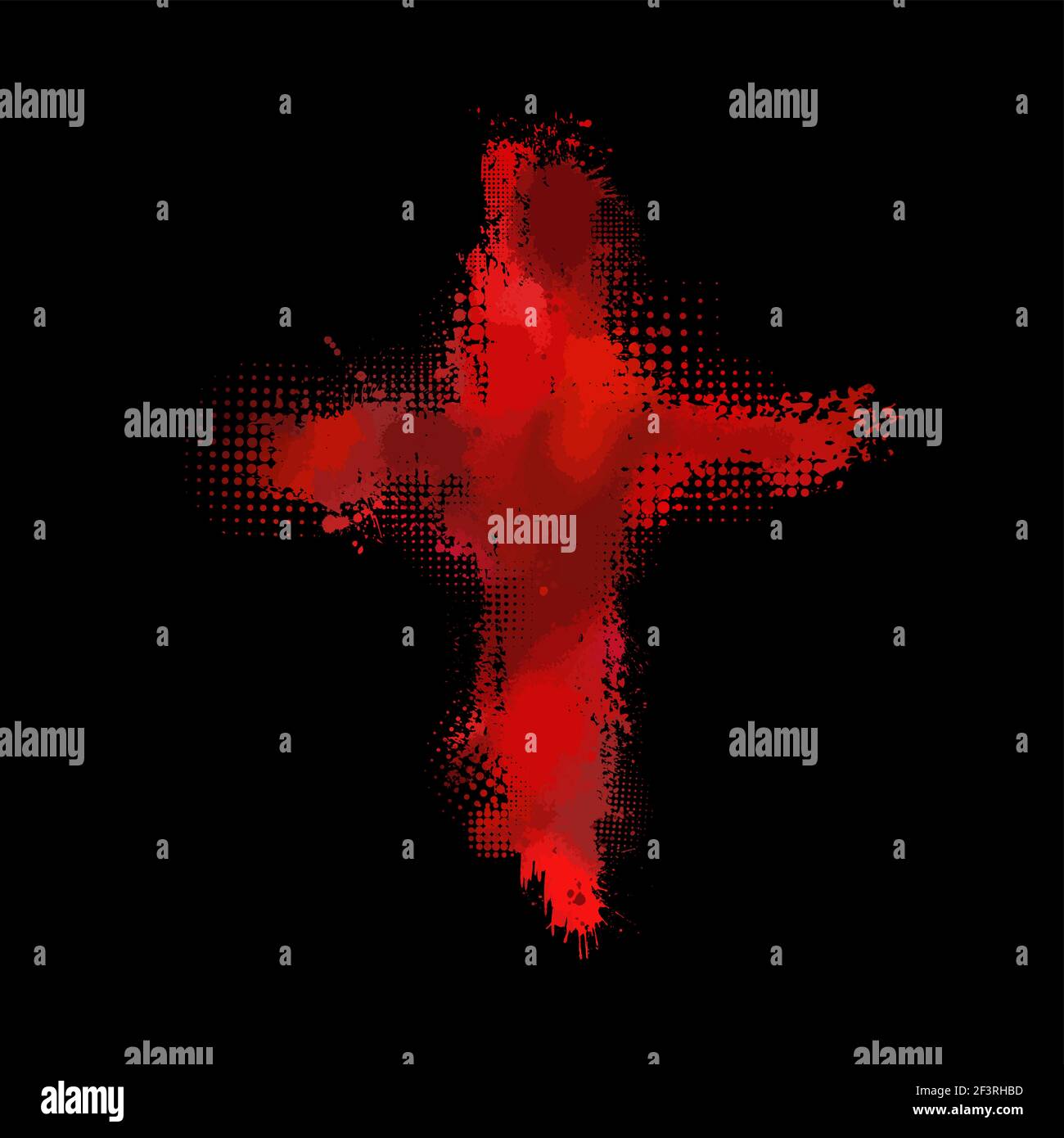 Bloody cross. Cross made of drops of paint. Vector illustration Stock ...
