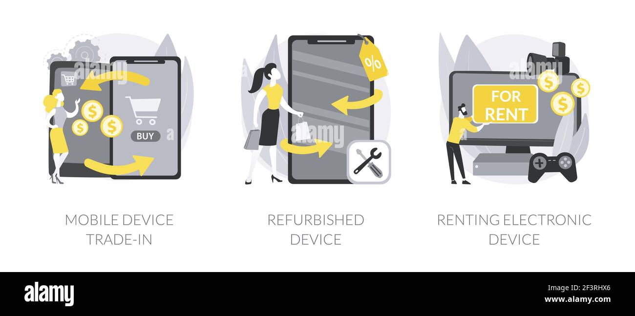 Used gadgets abstract concept vector illustrations Stock Vector Image ...