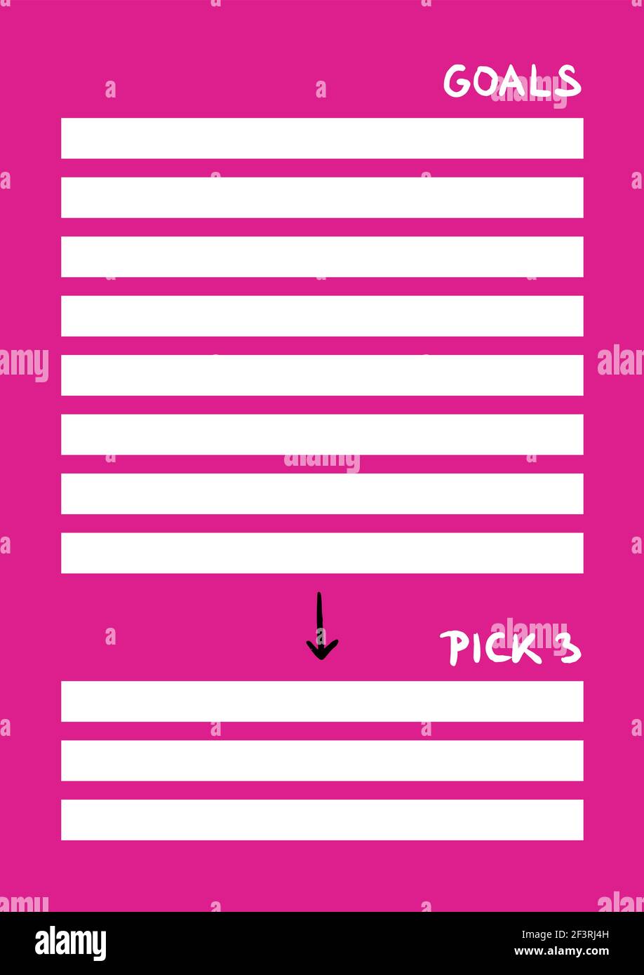 Goals To Do List on Pink Background Sketch Stock Vector Image & Art - Alamy