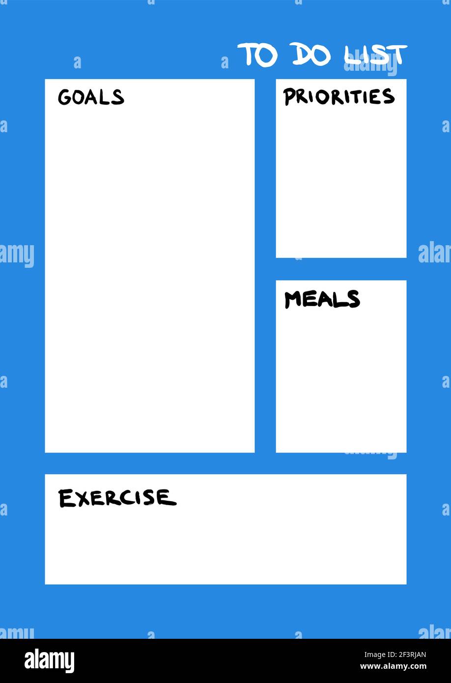 Weekly To Do List Goals, Priorities, Exercise Stock Vector Image & Art ...