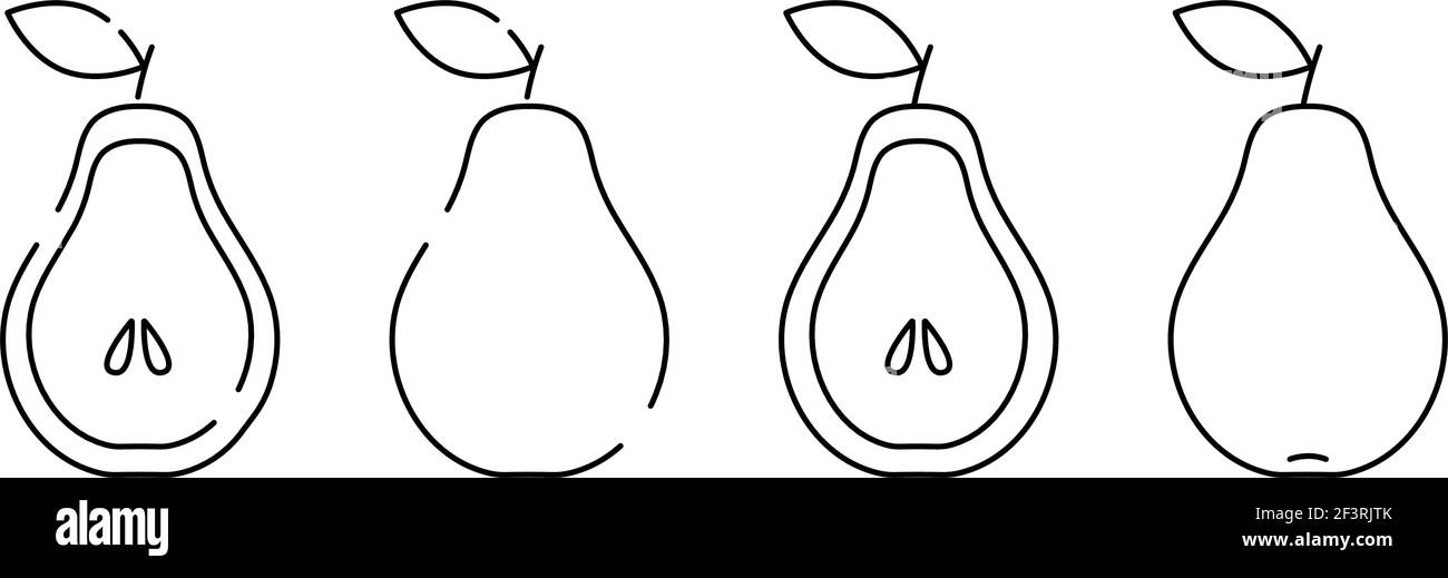 Pear. Minimalistic simple fruit element. Outline, line, doodle style ...
