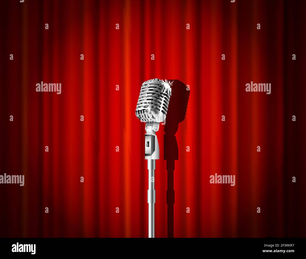 Microphone and red curtain Stock Vector Image & Art - Alamy
