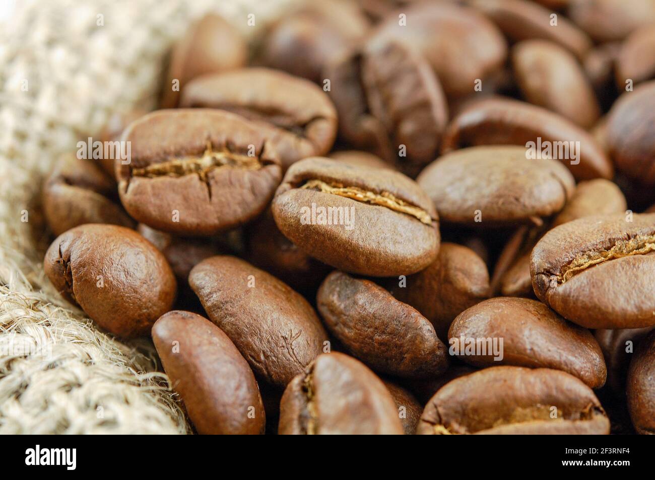Closeup coffee beans with focus on one Stock Photo - Alamy