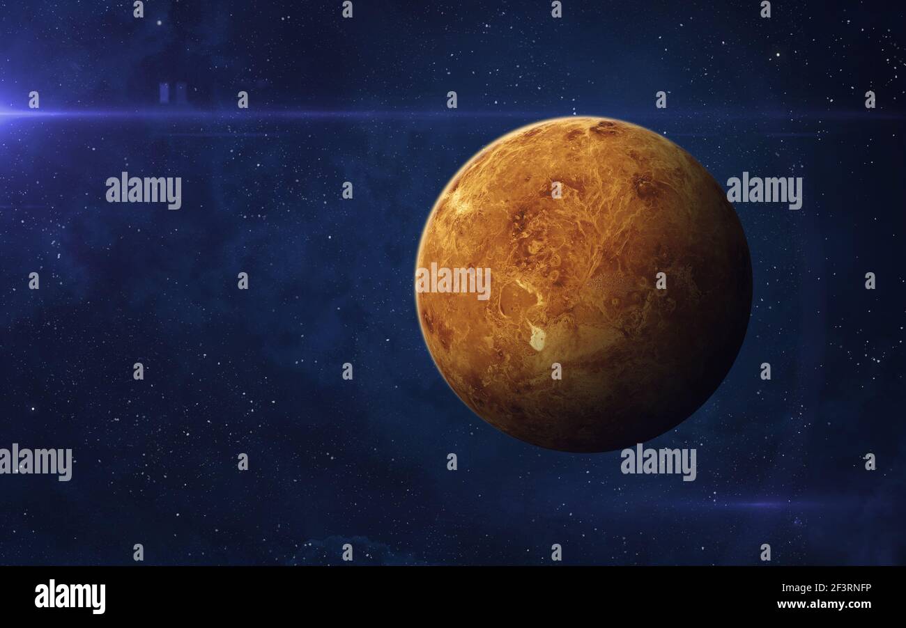 View of planet Venus from space. Space, nebula and planet Venus. This ...