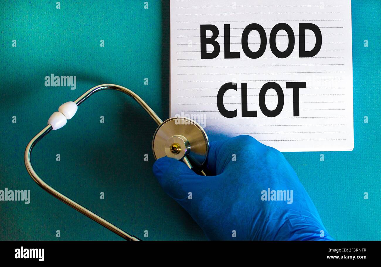 Medical and blood clot symbol. Doctor hand, stethoscope. White note ...