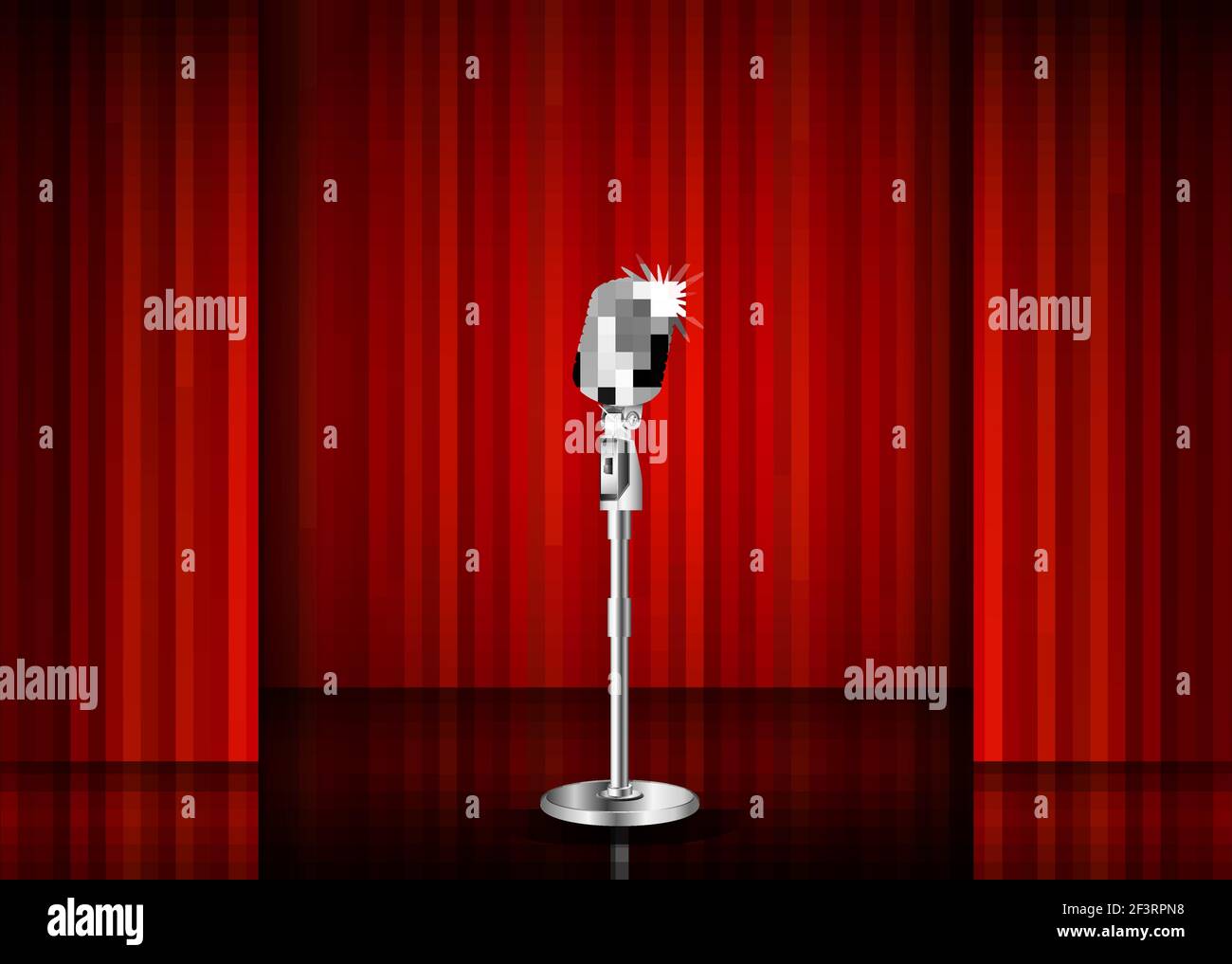 Microphone and red curtain Stock Vector Image & Art - Alamy