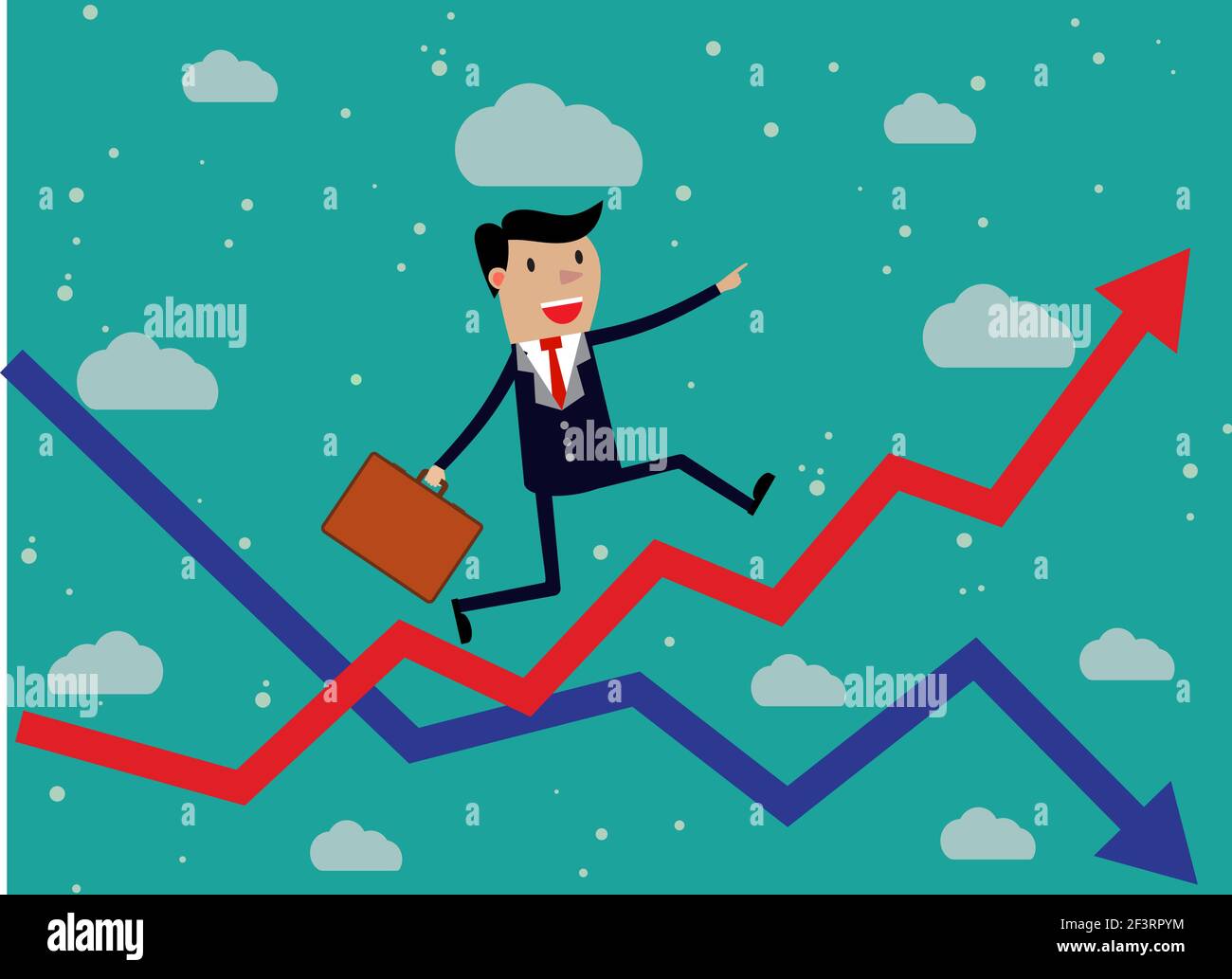 Business men climbing up graph Stock Vector Images - Alamy