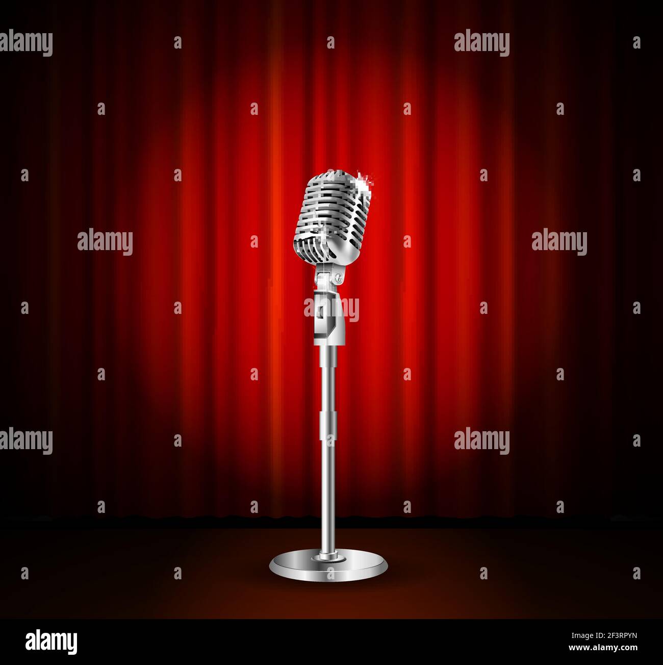 Microphone and red curtain Stock Vector Image & Art - Alamy