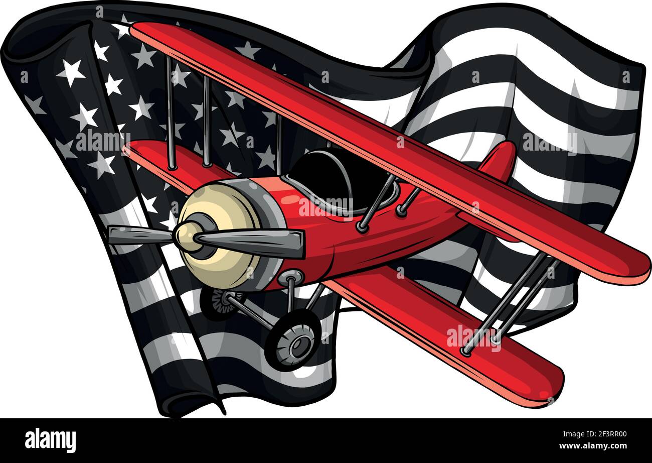 Vector illustration Cartoon airPlane with america flag Stock Vector ...