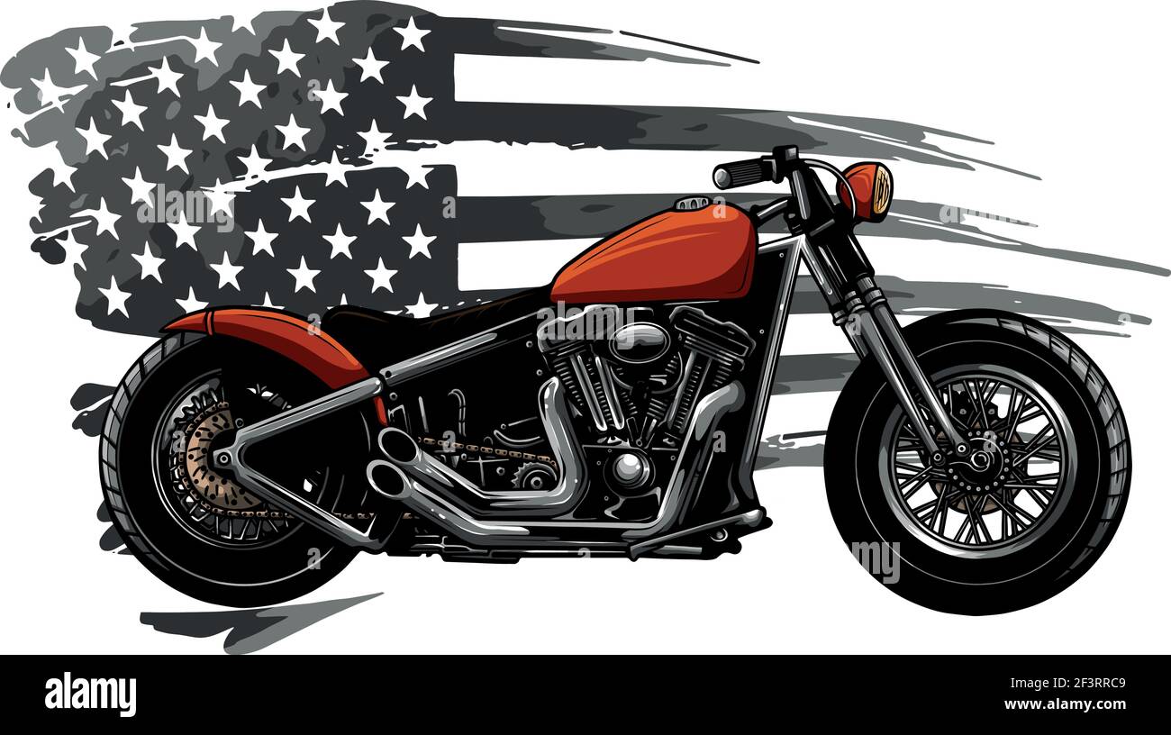 red motorcycle with american flag vector illustration Stock Vector ...