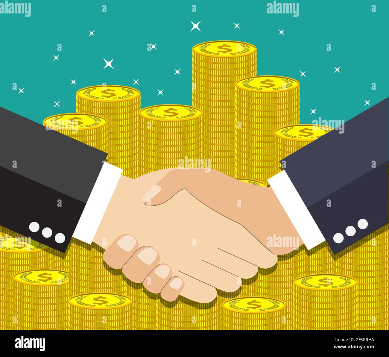 Businessmen handshake on coin background Stock Vector Image & Art - Alamy