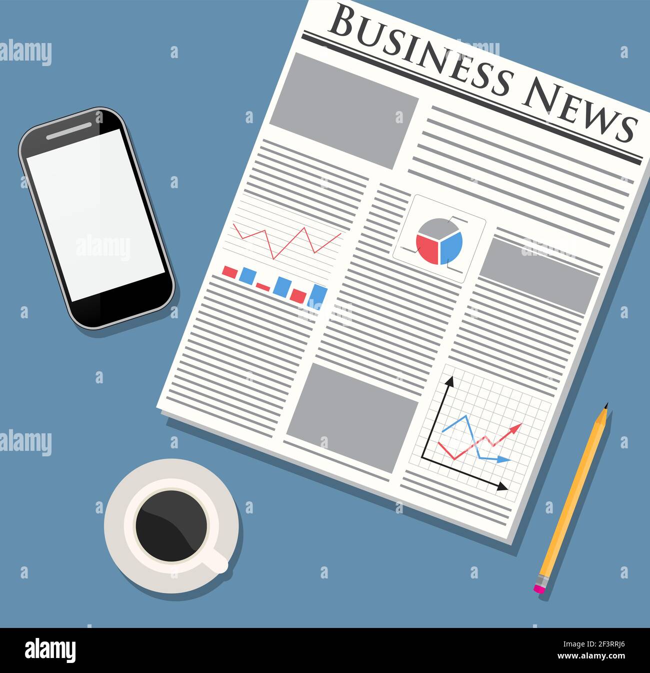 Newspaper, mobile phone and coffee Stock Vector Image & Art - Alamy