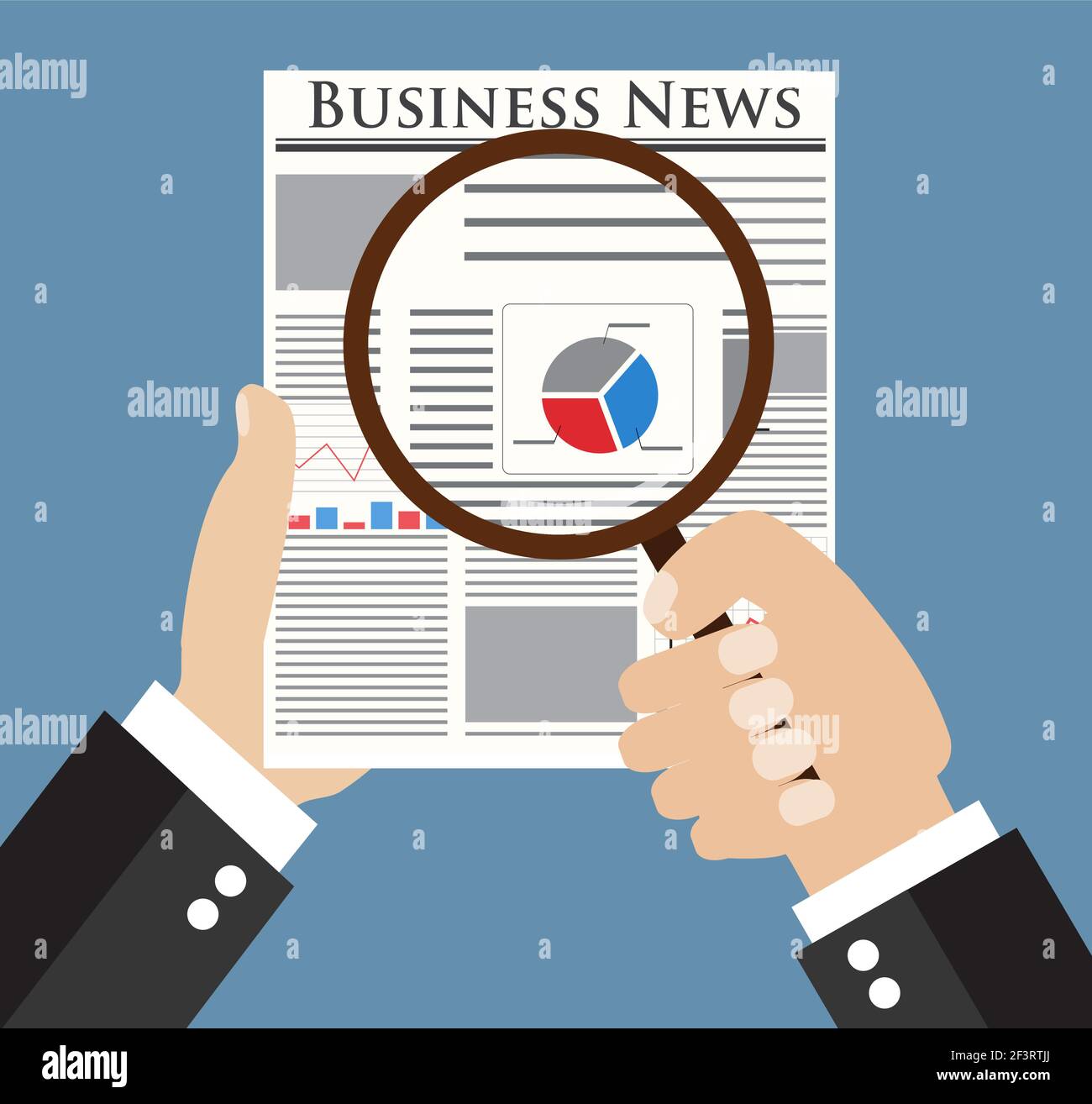 Man reading a newspaper with magnifying glass Stock Vector Image & Art ...