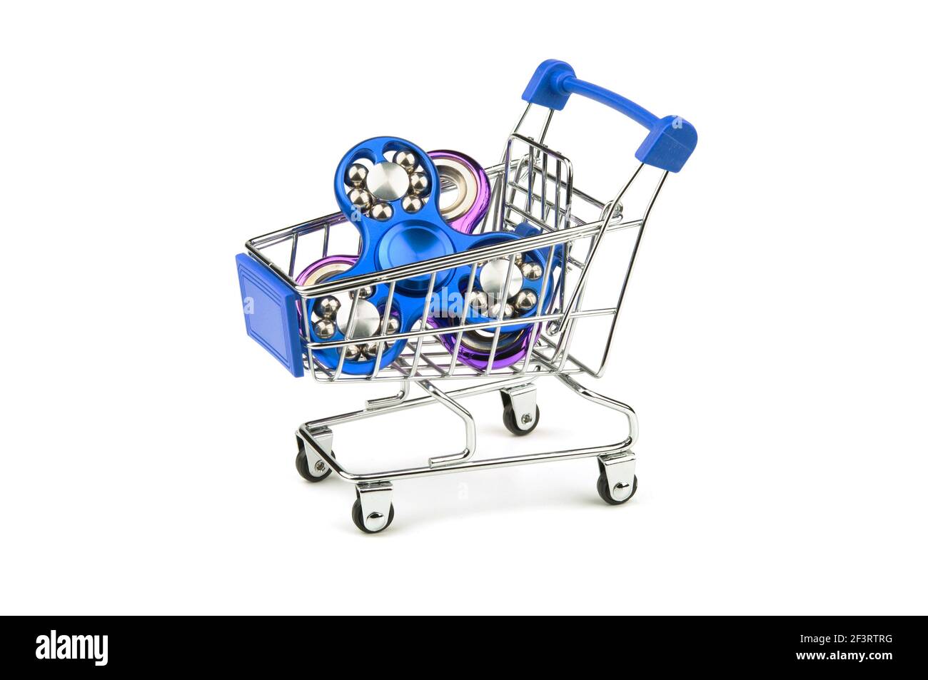 Fidget spinner in a shopping cart isolated on a white background ...