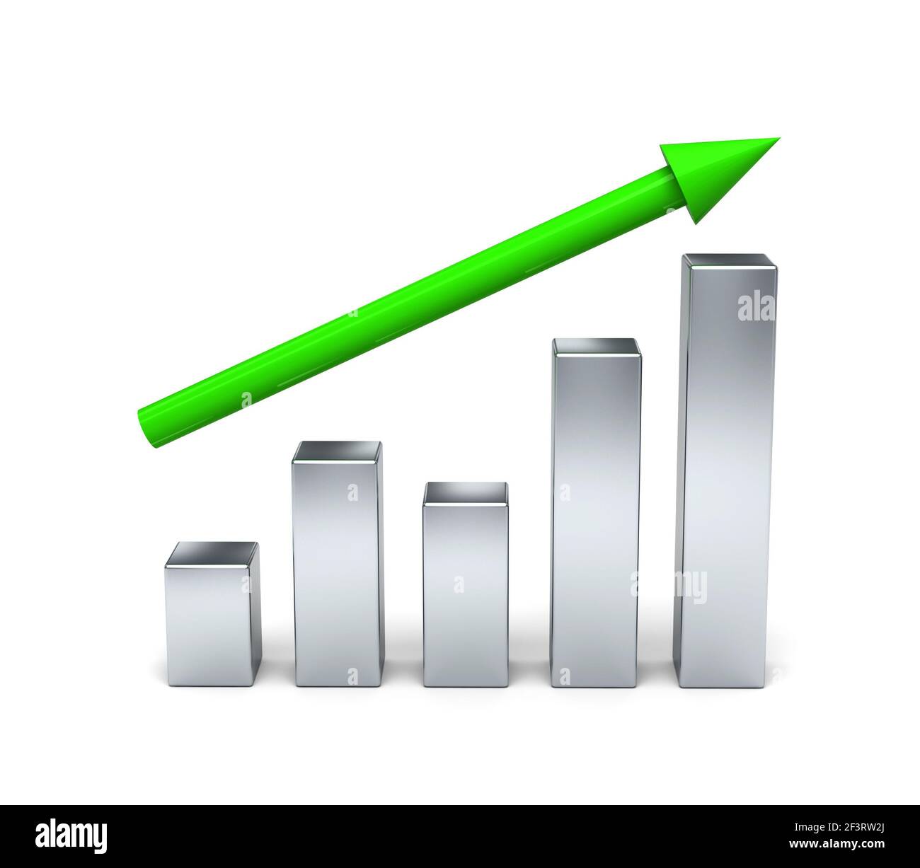 3D Bar Chart. Concept growth and rise. Isolated on a white background ...