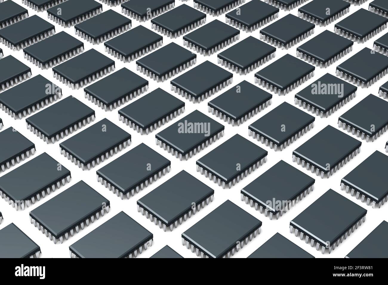 Many microchips on white background. High resolution 3d render. Family ...