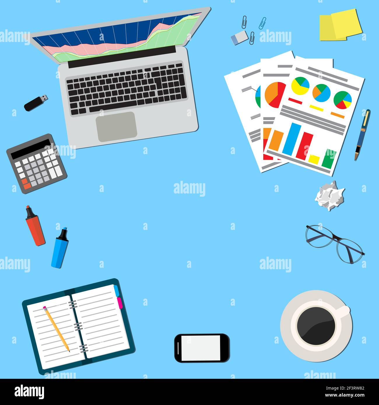 Glasses business workspace on Stock Vector Images - Alamy
