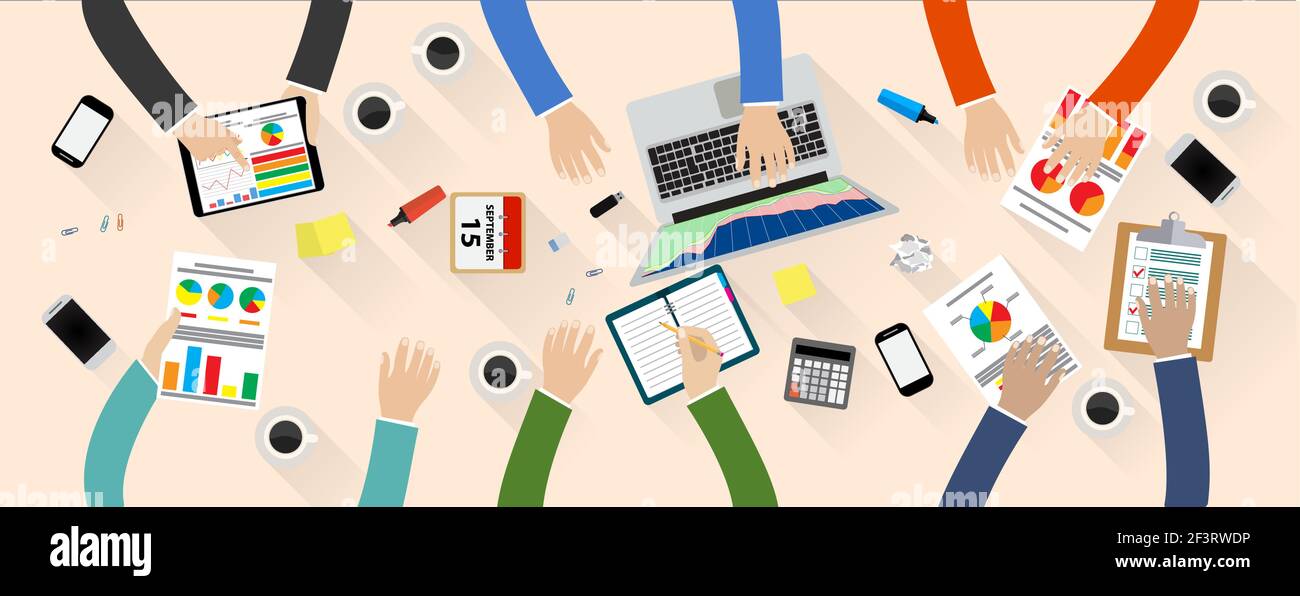 Team work around table Stock Vector Images - Alamy