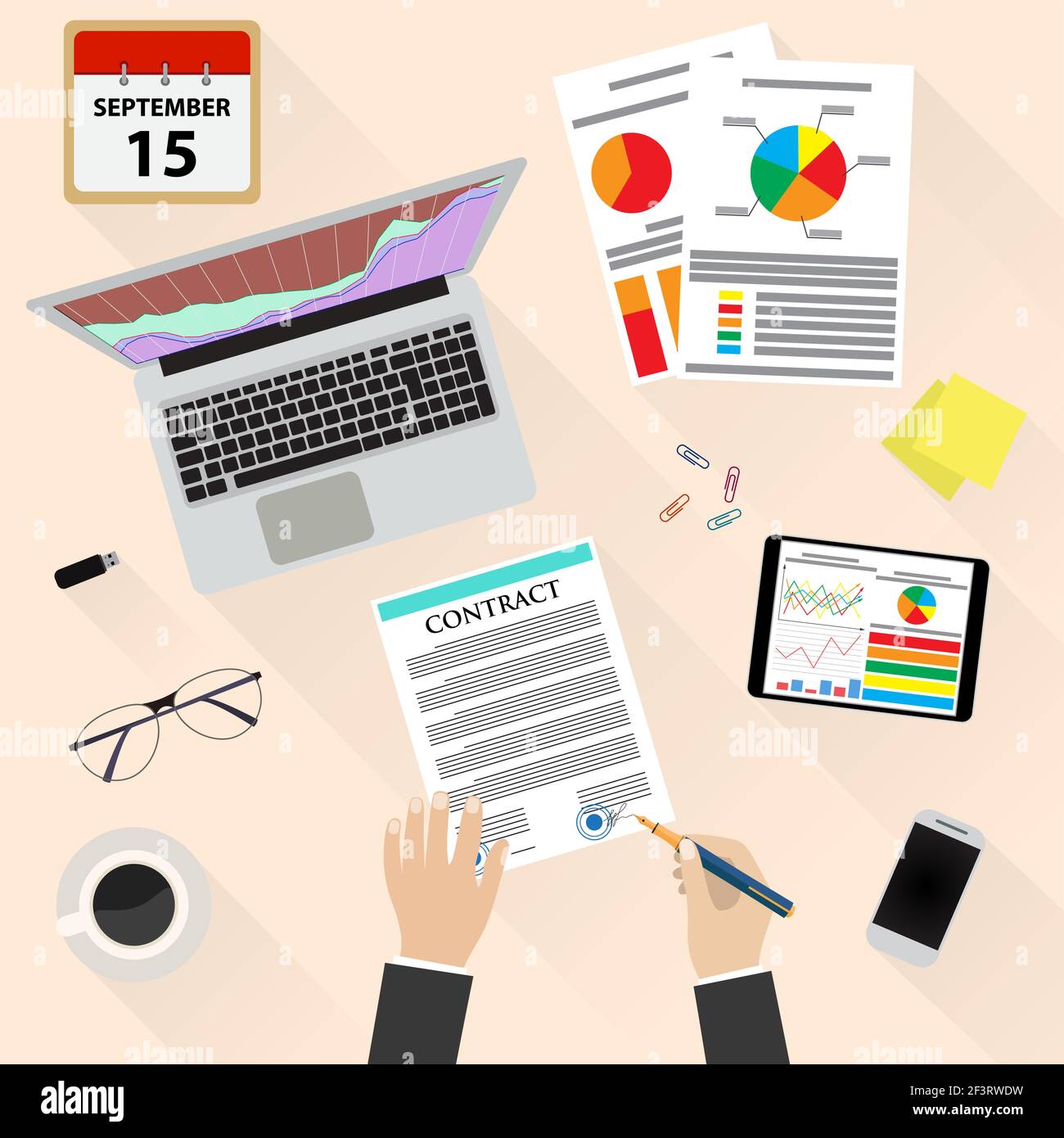 Set people signing contract Stock Vector Images - Alamy