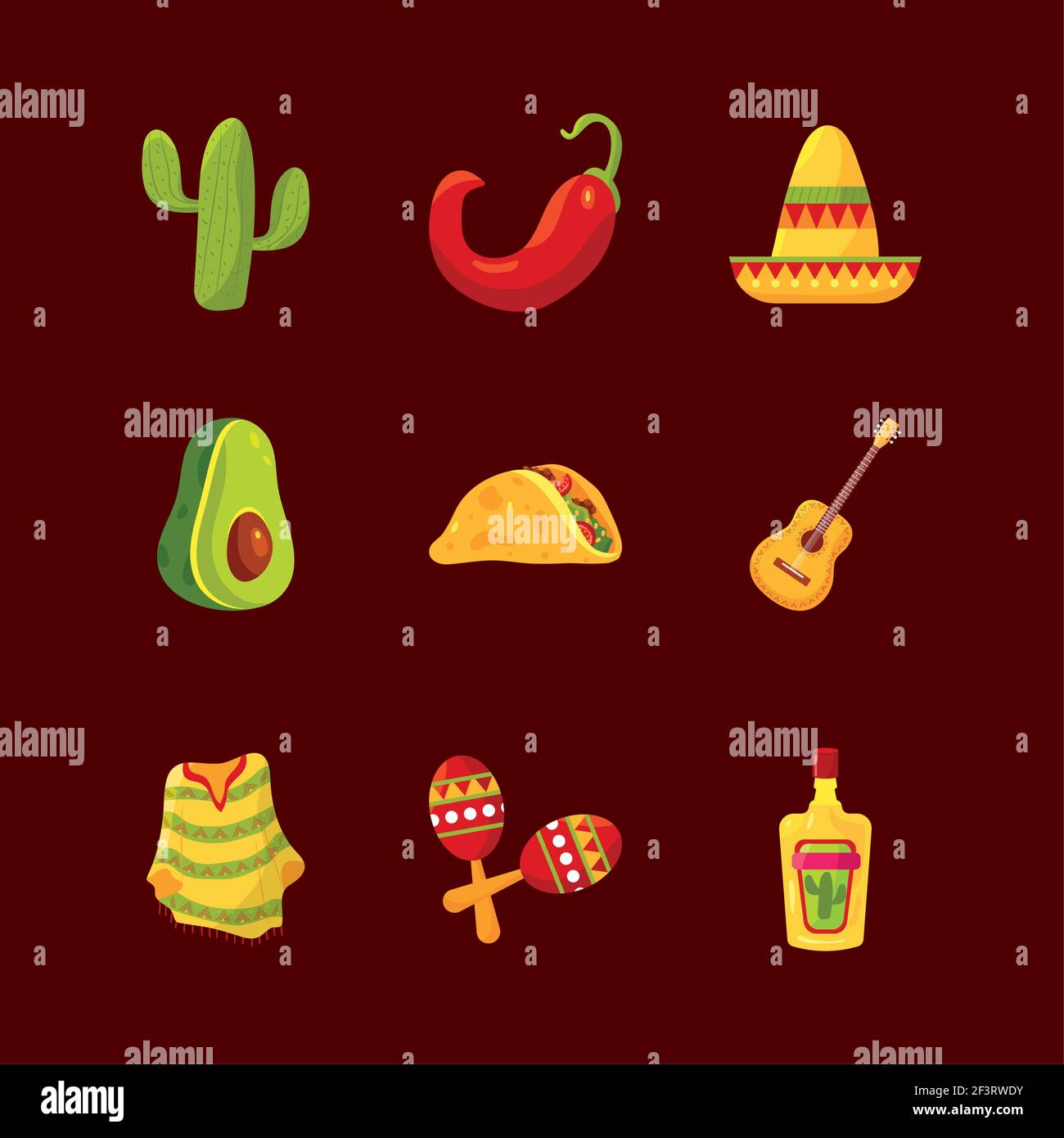 nine mexican icons Stock Vector Image & Art - Alamy