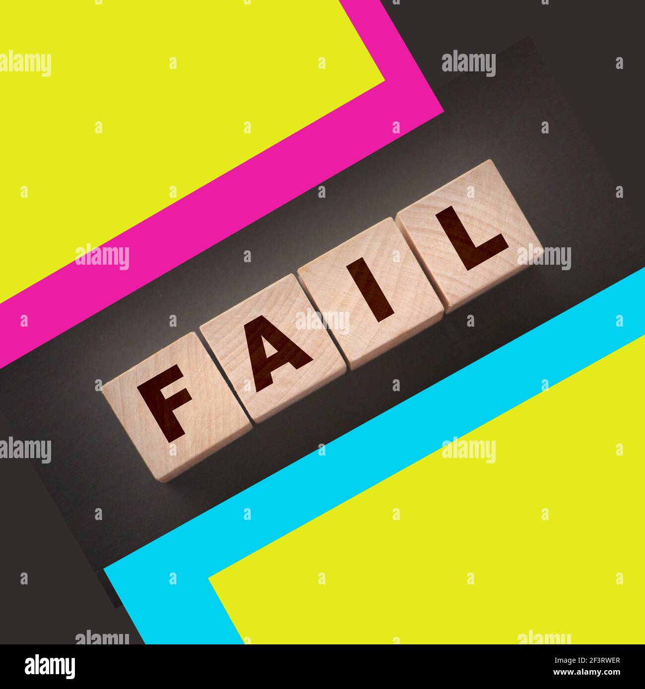 FAIL Word text Written In Wooden Cube blocks on black background ...