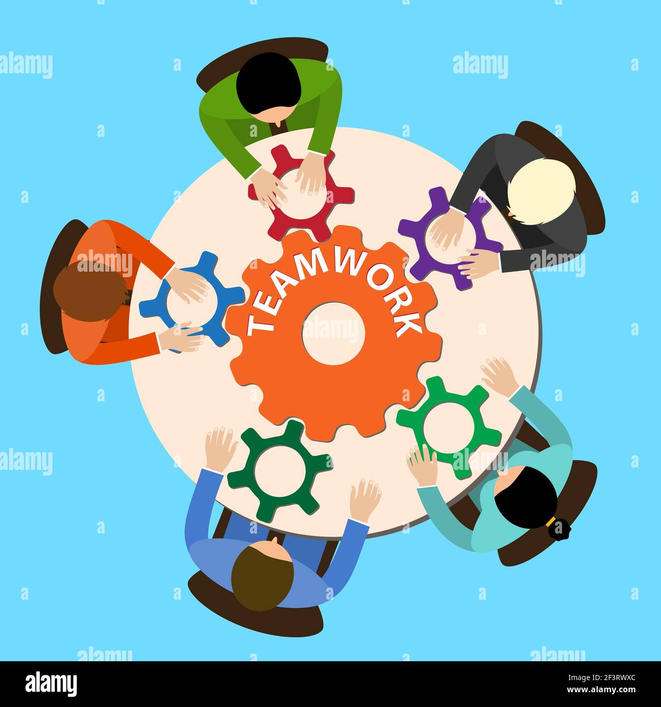 Team work around table Stock Vector Images - Alamy