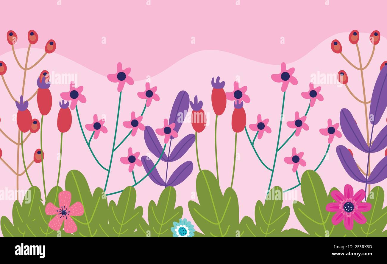 flowers garden scene Stock Vector Image & Art - Alamy