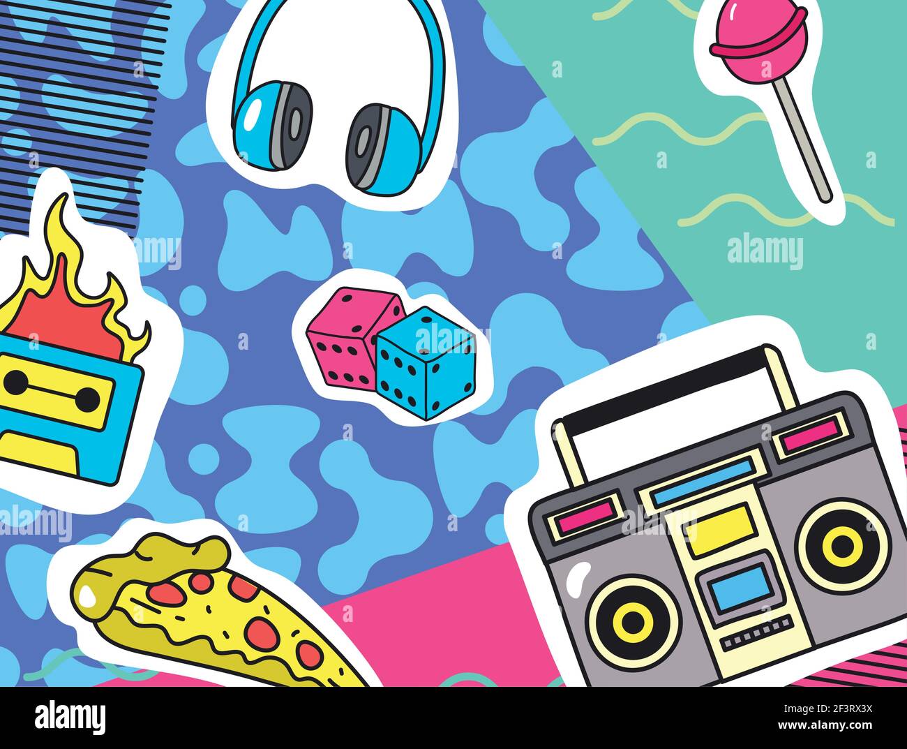 80s six patches Stock Vector Image & Art - Alamy