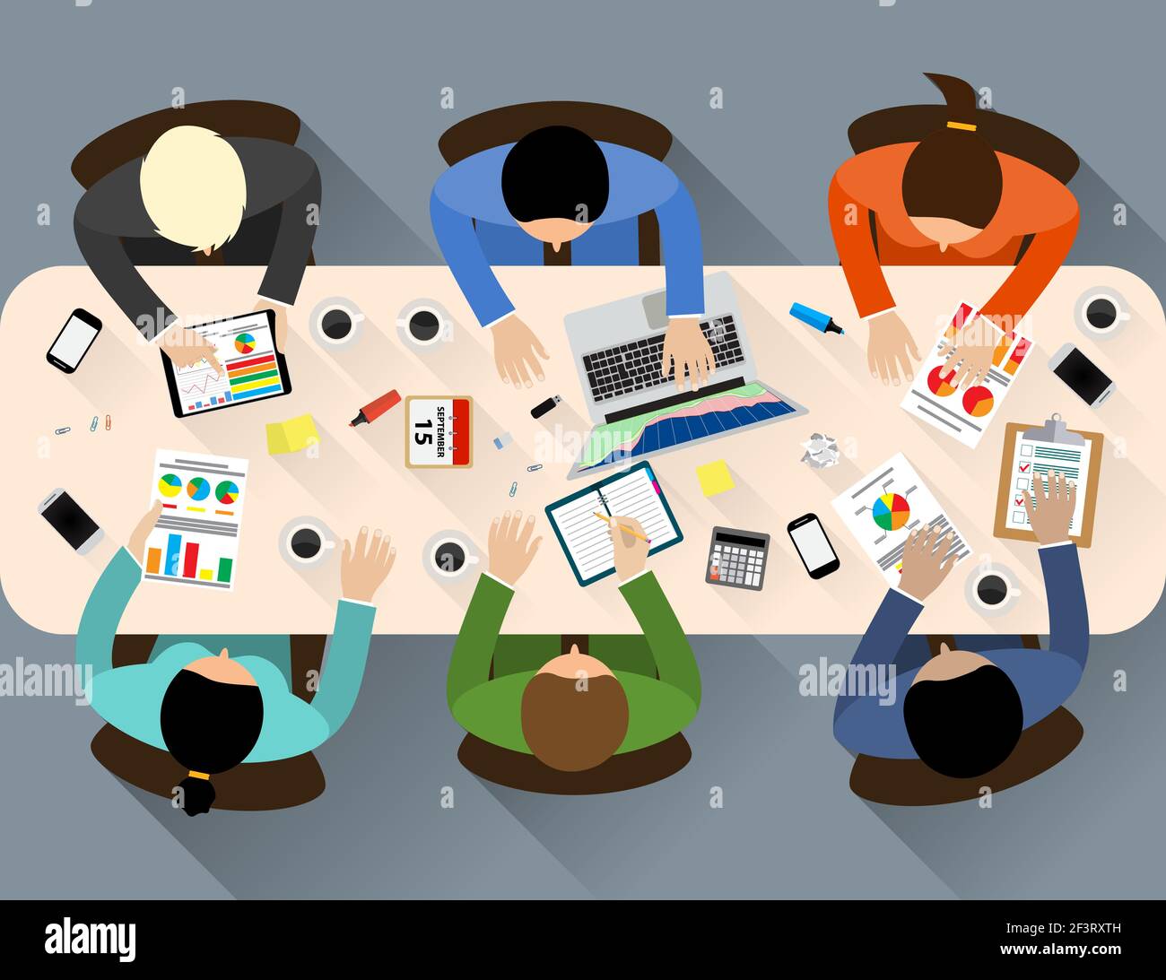 Staff around table Stock Vector Image & Art - Alamy