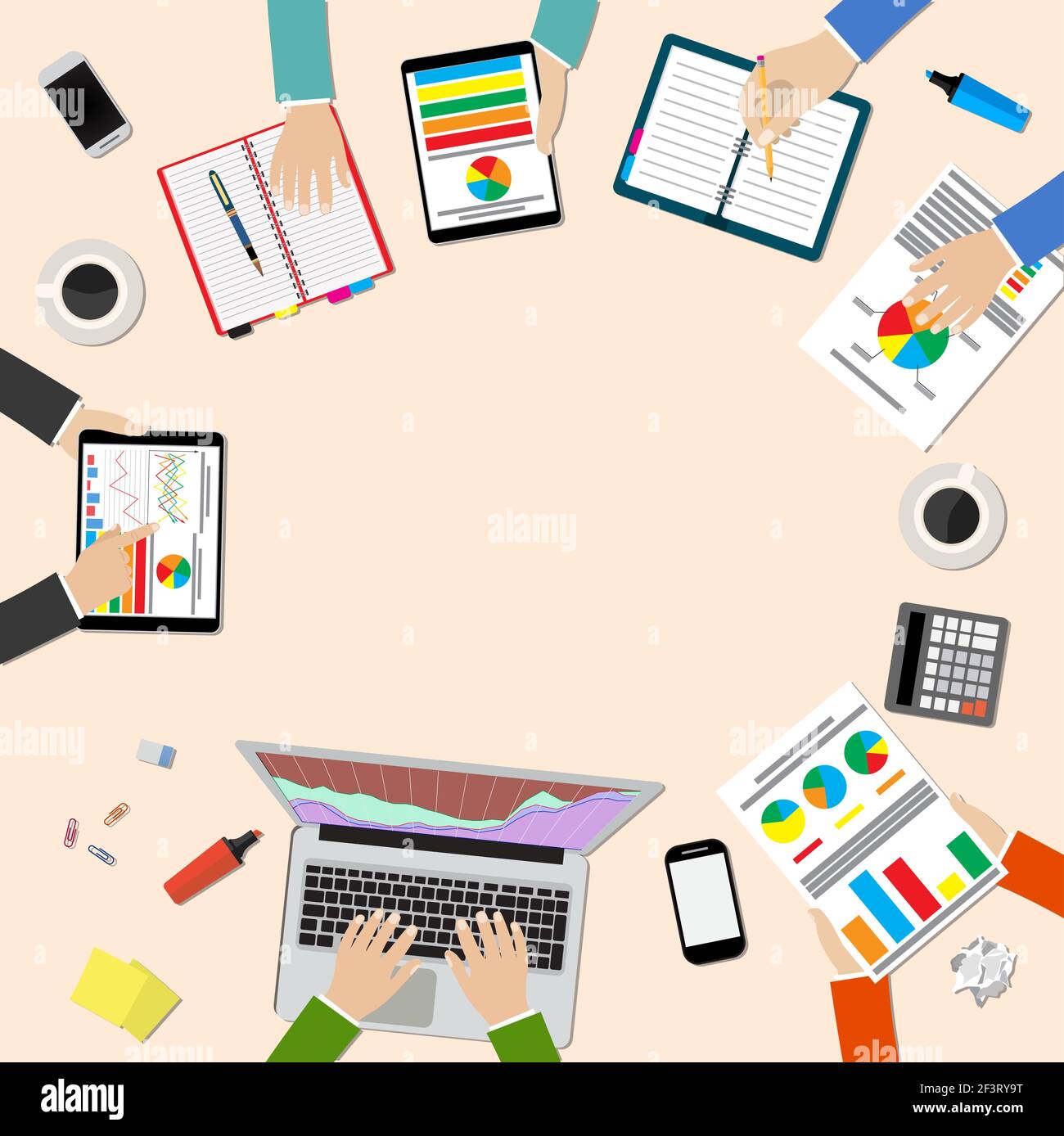 Team work around table Stock Vector Images - Alamy