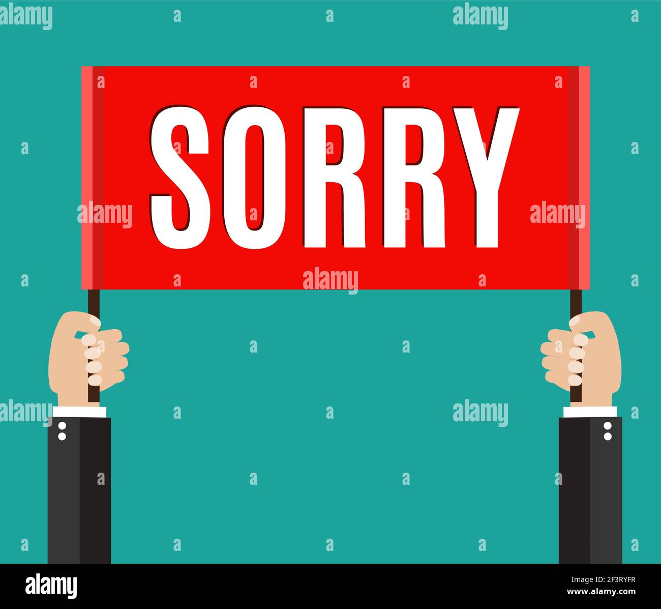 Businessman holding sorry sign Stock Vector Image & Art - Alamy