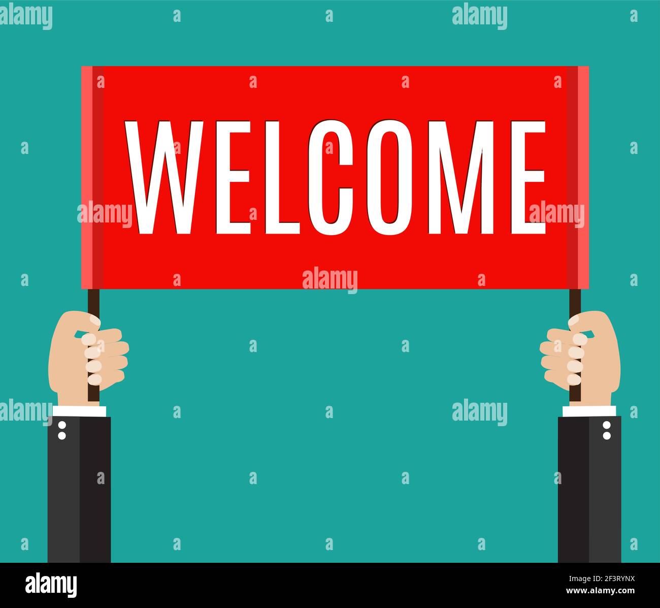 Businessman holding welcome sign Stock Vector Image & Art - Alamy