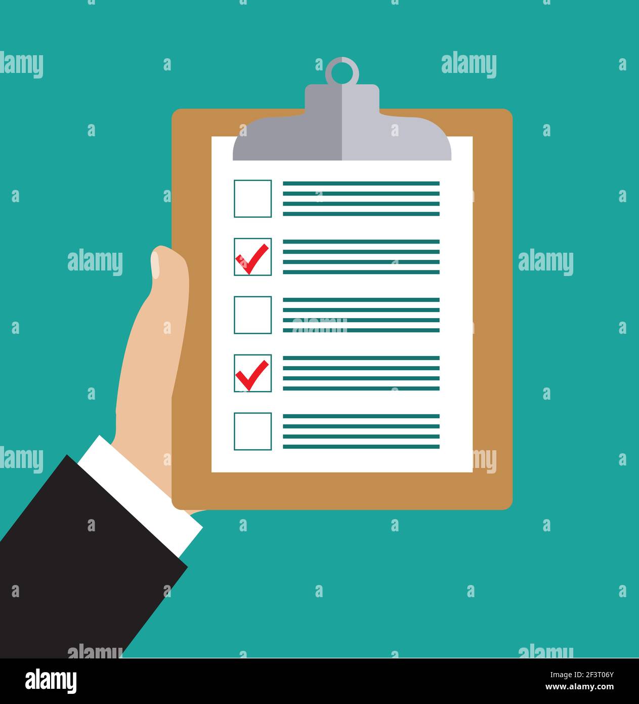 Hand holding clipboard with checklist and pencil Stock Vector Image ...