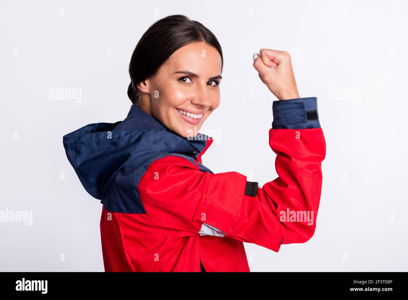 Profile side photo of young woman happy positive smile paramedic first ...