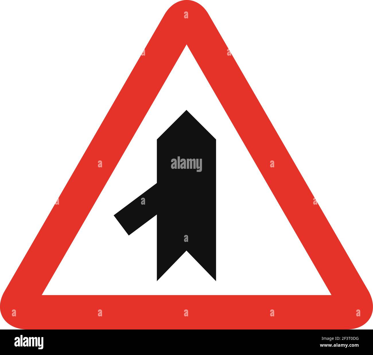 Triangular traffic signal in white and red, isolated on white ...