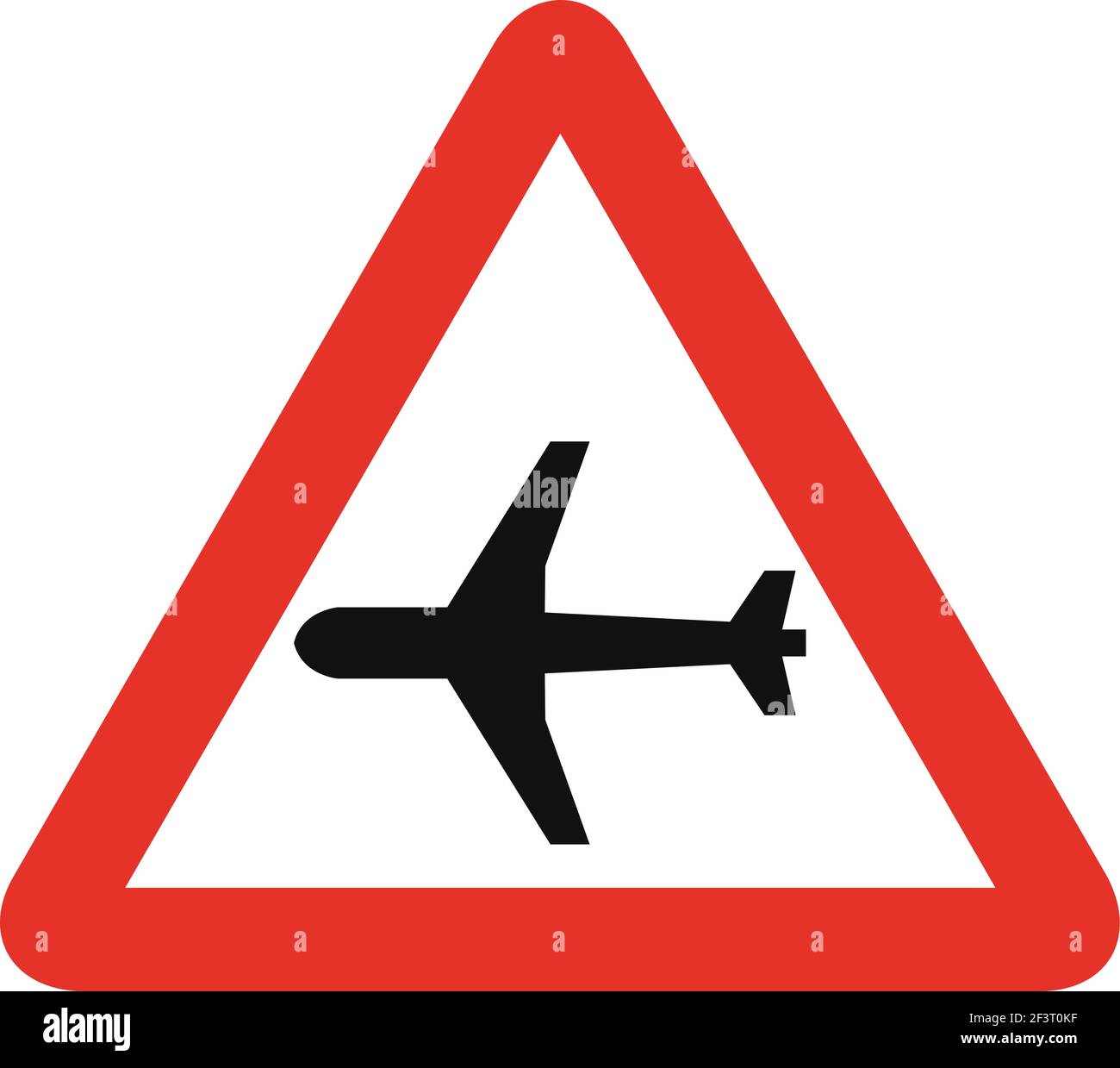 Triangular traffic signal in white and red, isolated on white ...