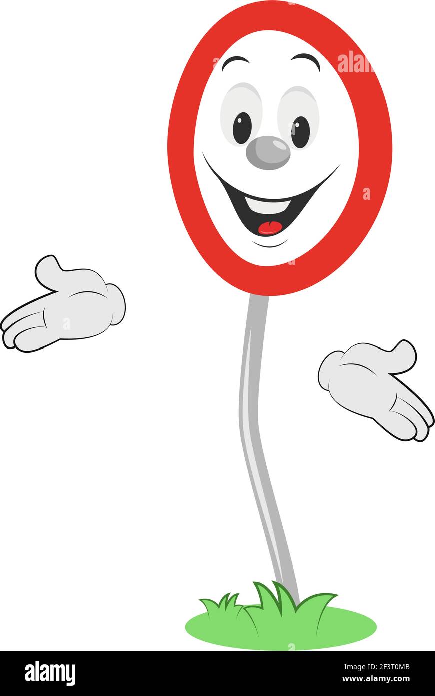 Cartoon character of a rounded traffic signal in white and red ...