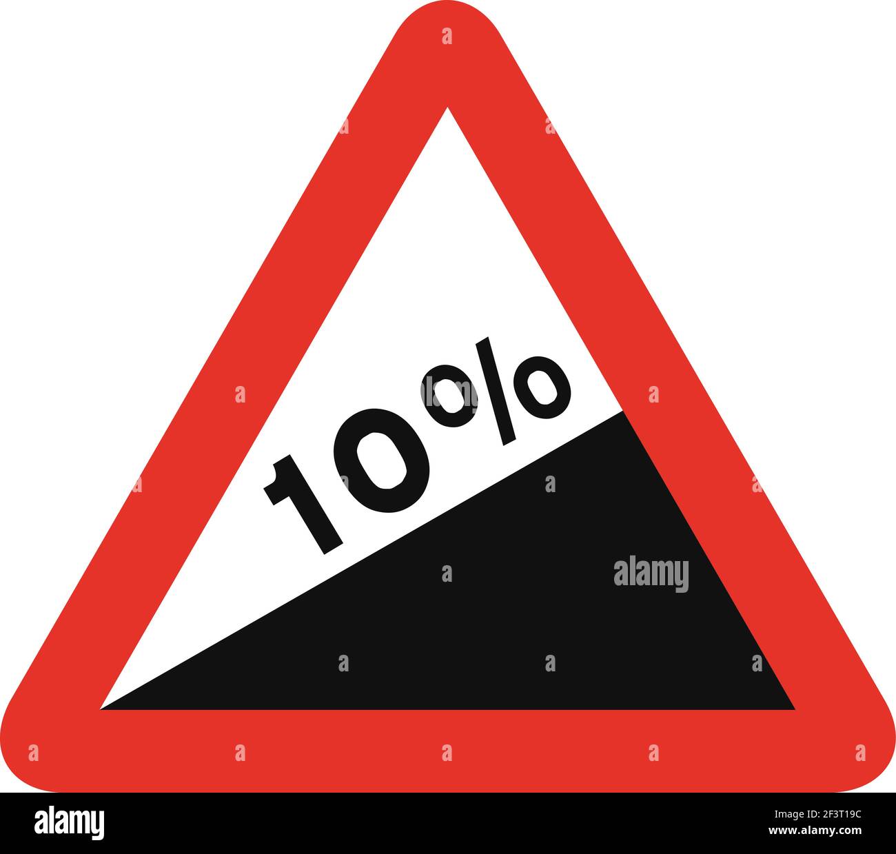 Triangular traffic signal in white and red, isolated on white ...