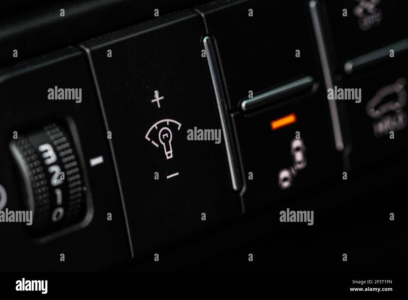 Close up view of dashboard instrument panel backlight. Interior detail ...