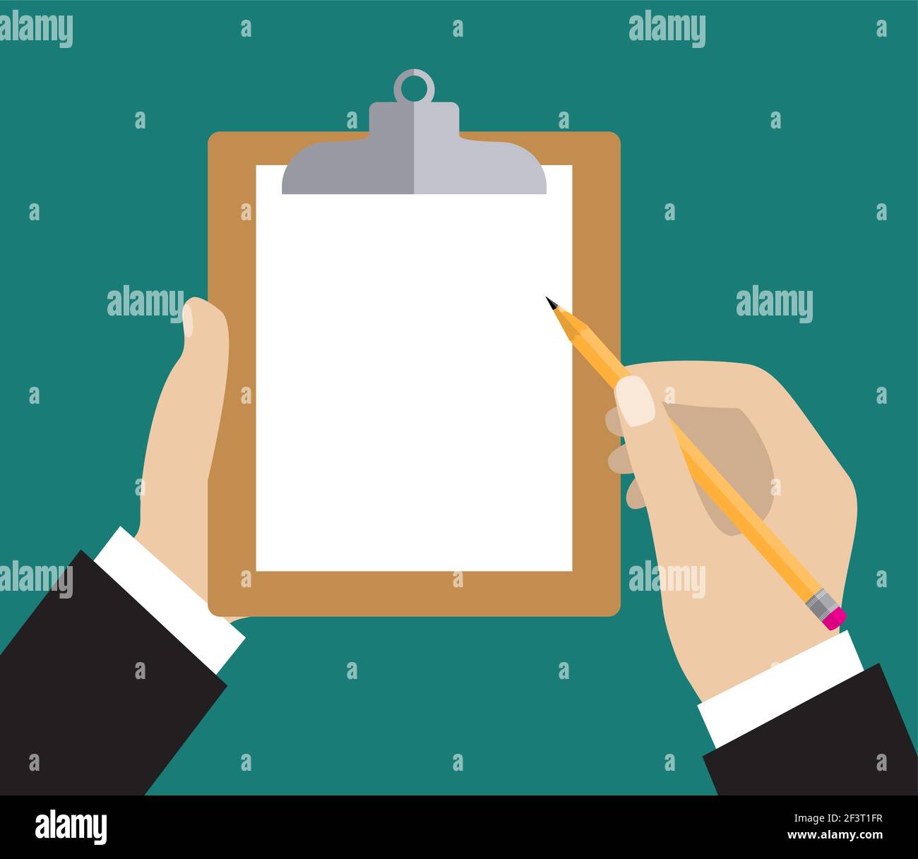 Hand holding clipboard with blank sheet Stock Vector Image & Art - Alamy