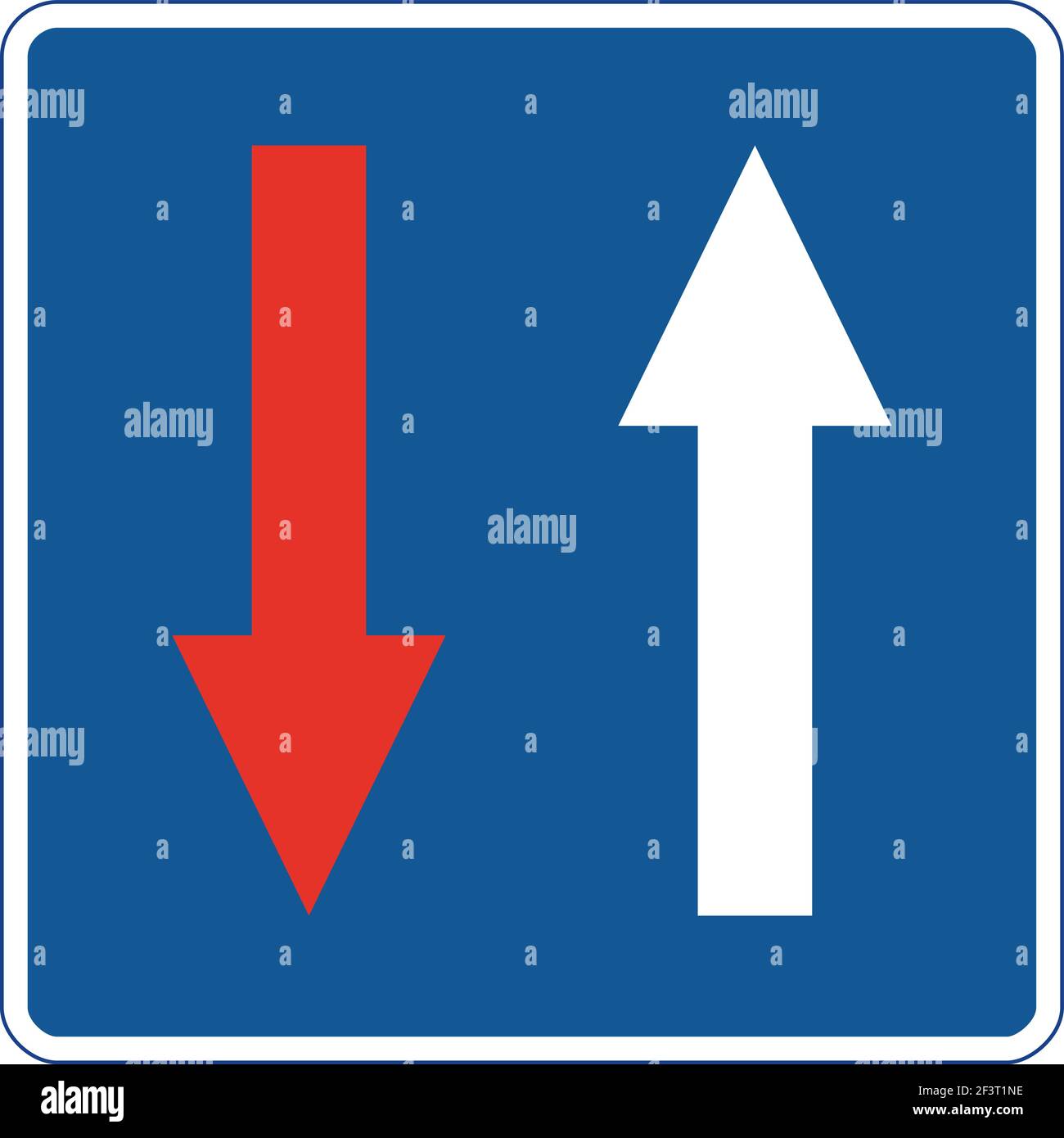 Square traffic signal in blue, isolated on white background. Priority ...