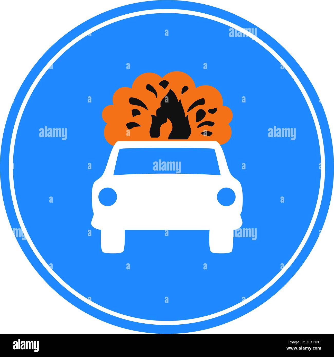 Rounded traffic signal in blue and white, isolated on white background ...