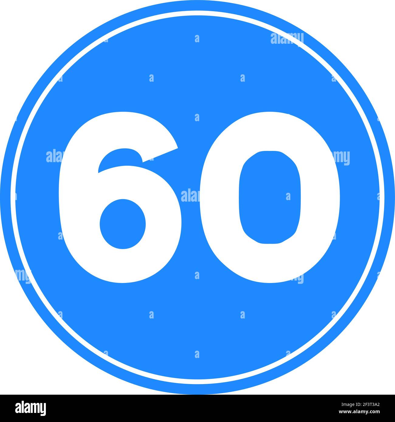 Rounded traffic signal in blue and white, isolated on white background ...