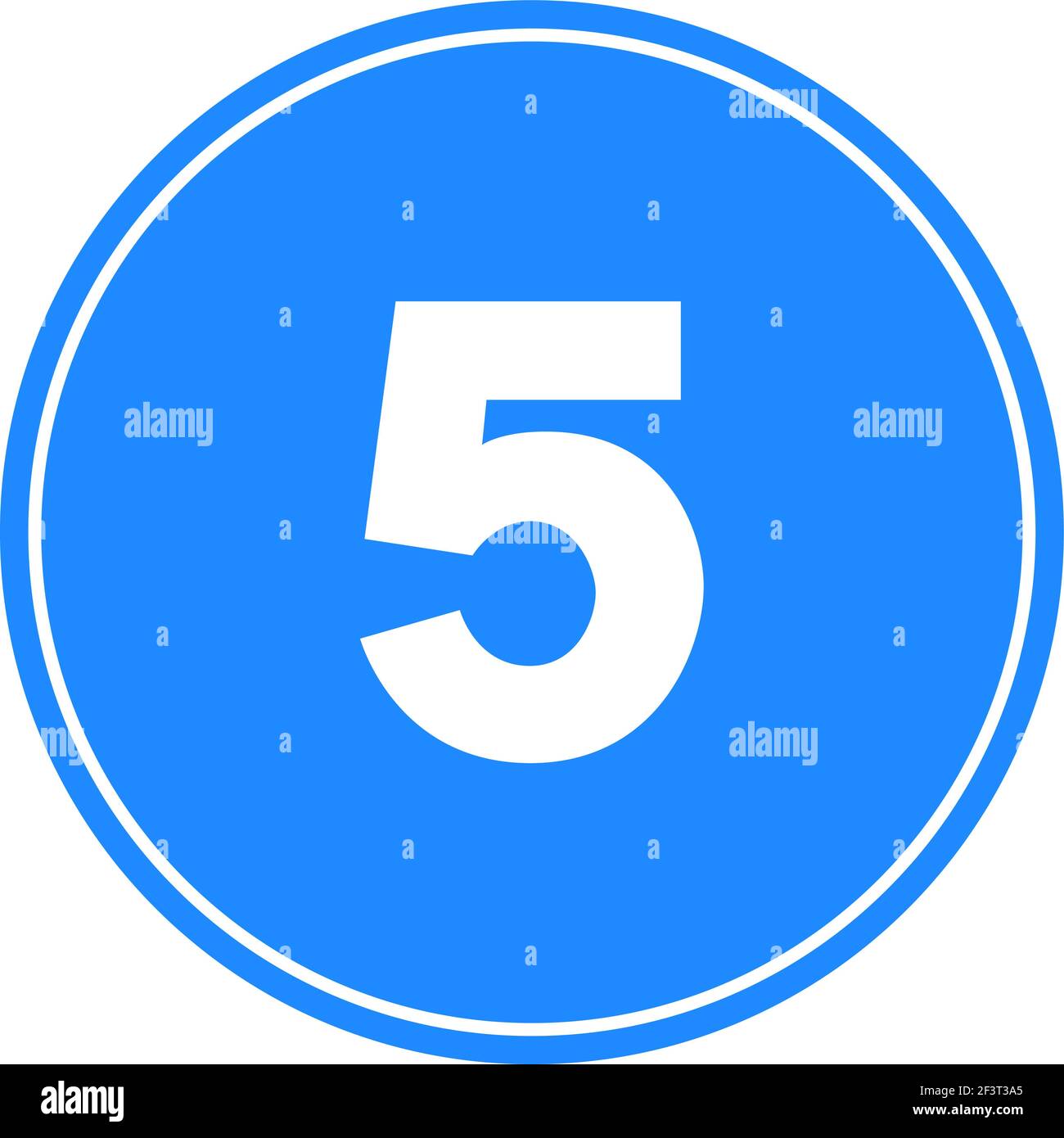 Rounded traffic signal in blue and white, isolated on white background ...