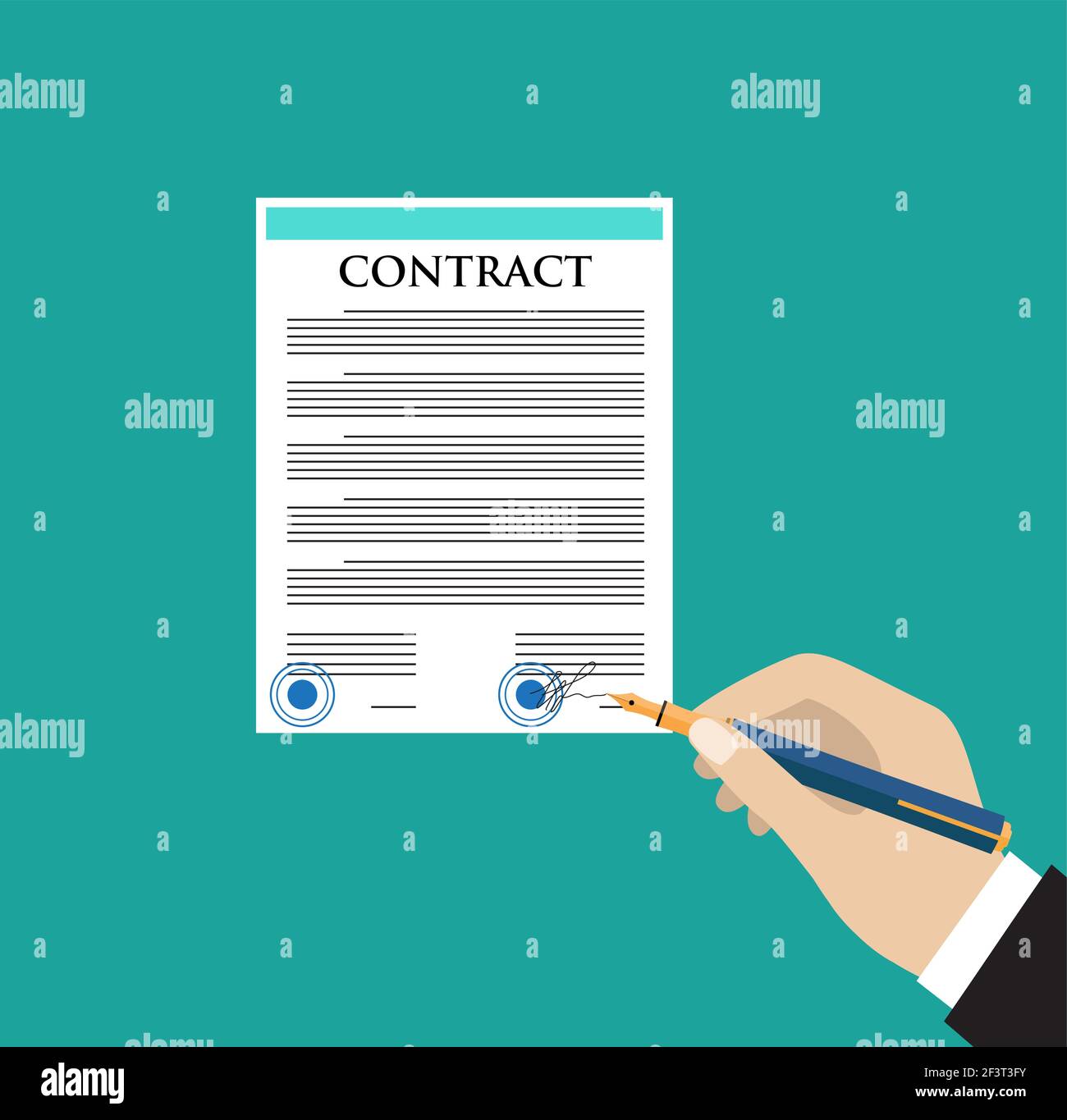 Hand signing contract with a pen Stock Vector Image & Art - Alamy