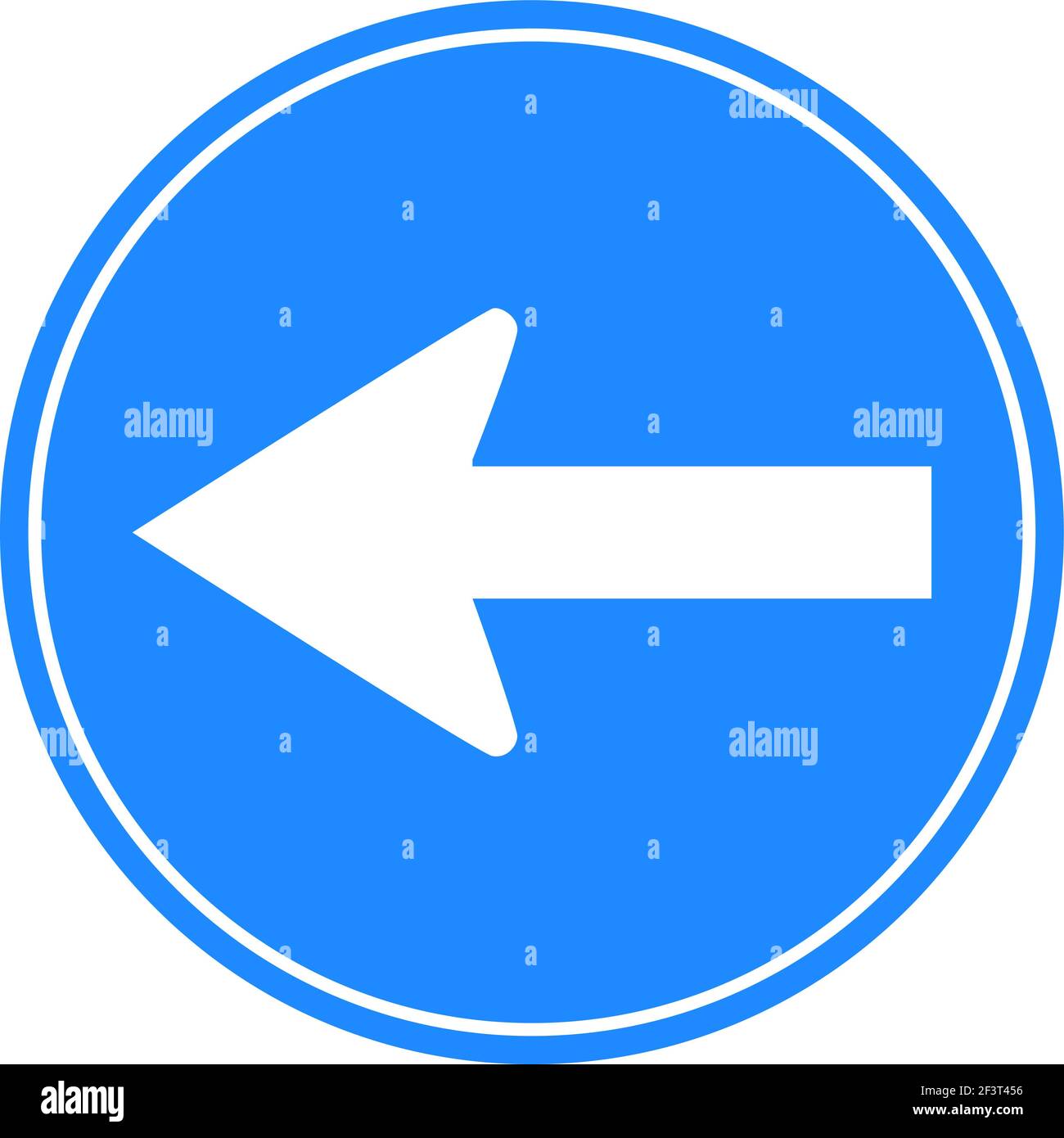 Rounded traffic signal in blue and white, isolated on white background ...