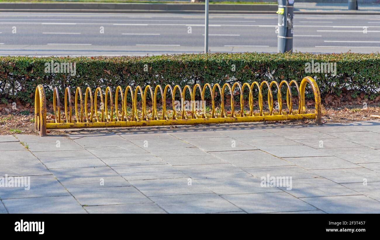 Parking Loop Wire for Bicycles at Street Stock Photo - Alamy