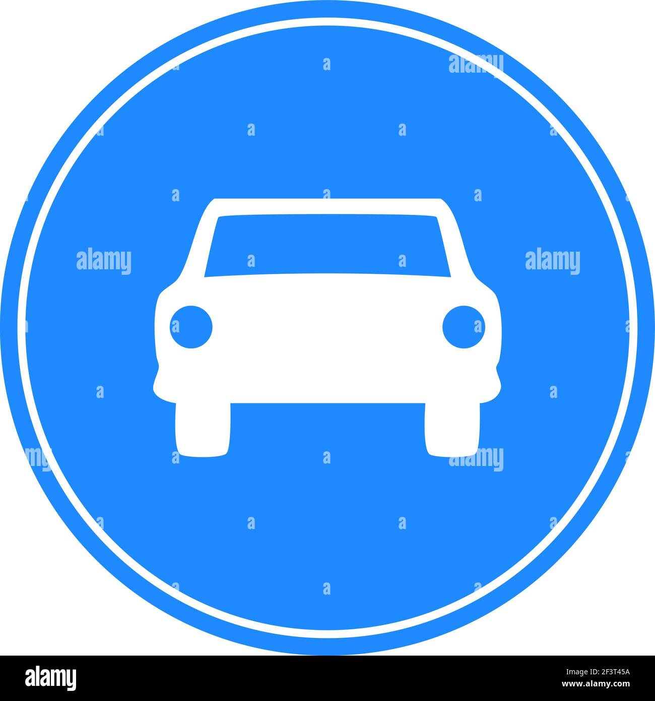 Rounded traffic signal in blue and white, isolated on white background ...